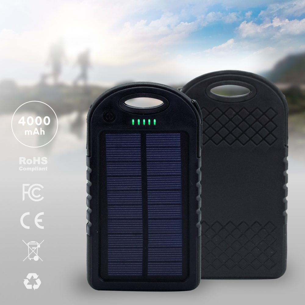 BLACKSBURG – 4000 mAh WATERPROOF SOLAR POWER BANK – ACE Premiums